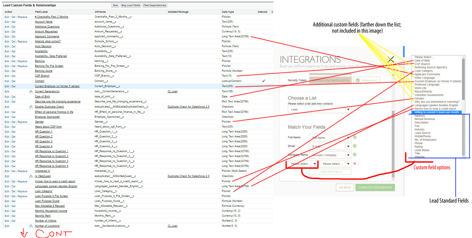 How To Add Custom Fields From Salesforce Lead Object Not Seeing Full List Despite Trying